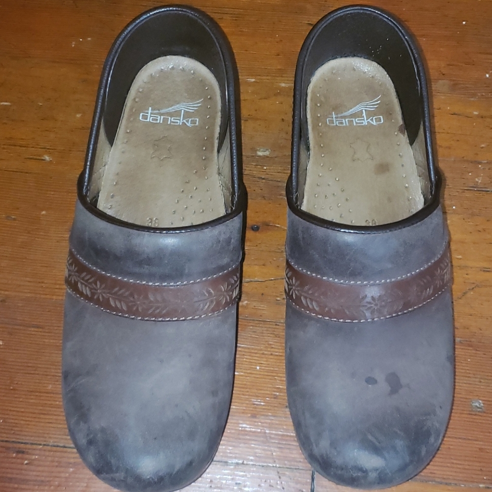 Dansko Laser Cut Leather Clogs - Gem